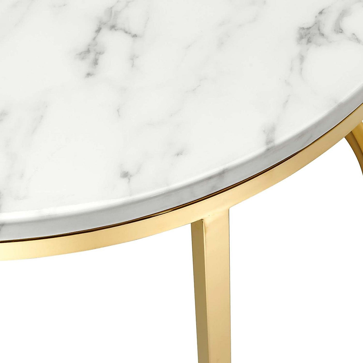 Modway Ravenna Artificial Marble Coffee Table in Gold White, 35.5 x 35.5 x 18