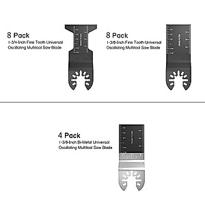 Cherry Juilt 20 Pack Metal Wood Oscillating Multitool Kit Quick Release Saw Blades Multitool Accessories for Wood/Plastic/Soft Metal Cutting Fit Fein Multimaster Porter Cable Black & Decker Bosch Rid