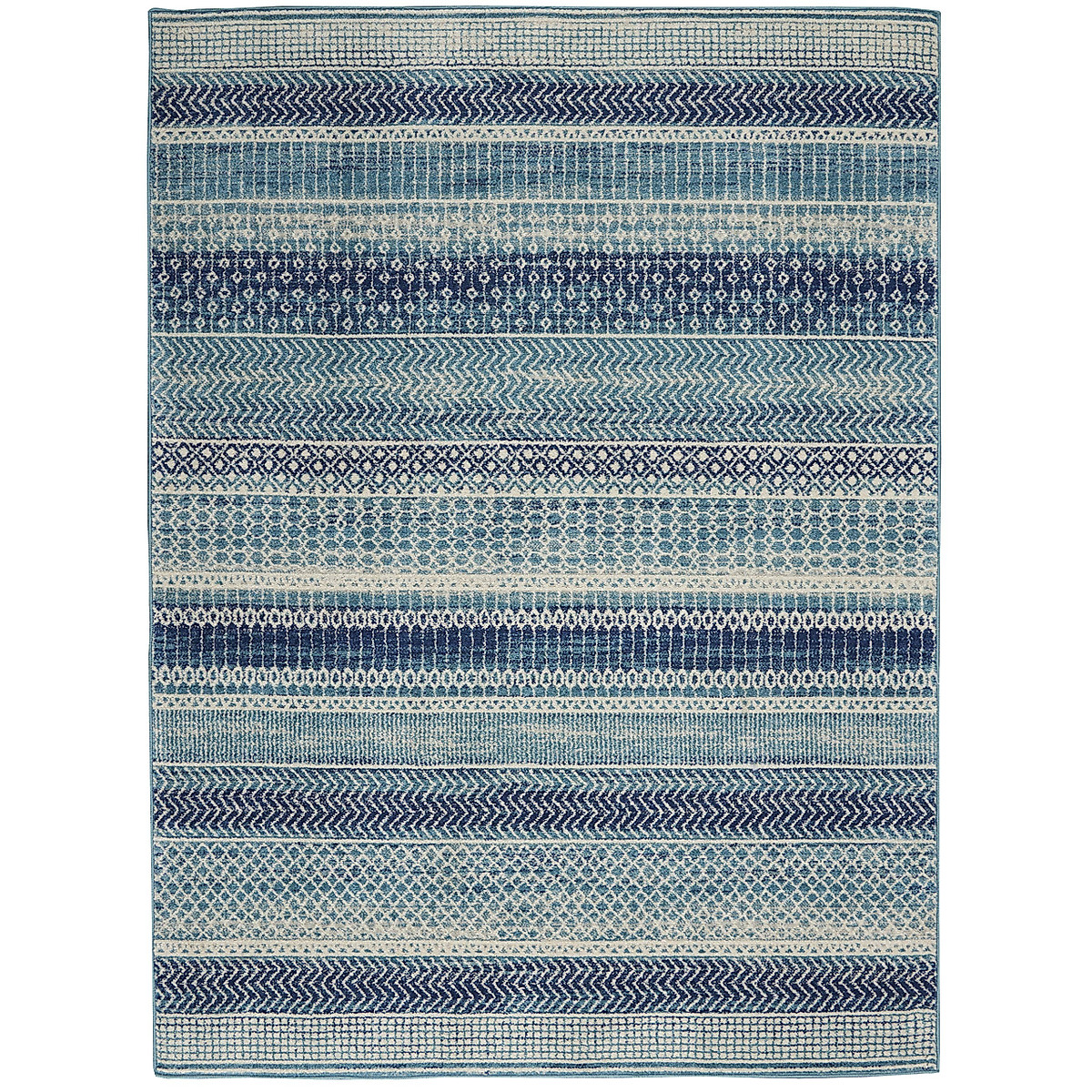 Nourison Passion Bohemian Navy Blue 5'3" x 7'3" Area -Rug, Easy -Cleaning, Non Shedding, Bed Room, Living Room, Dining Room, Kitchen (5x7)