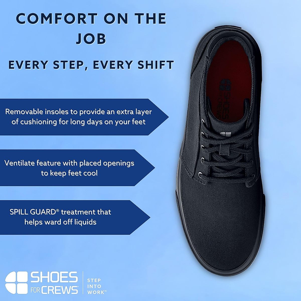 Shoes for Crews Cabbie II, Unisex Slip Resistant Work Shoes, Black, Size 10.5/12