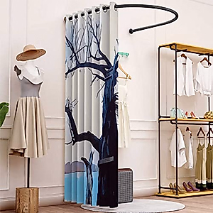 Tree Book Cover Lake Winter Cold Door Panel Curtain Black Drapes for Backdrop Window Decor,1 Panel,(W) 51 X (H) 63 Inches