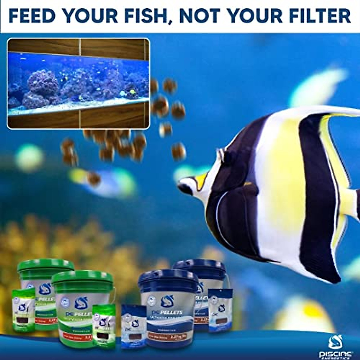 Piscine Energetics PE Pellets Saltwater Fish Food, 1mm 2 oz/ 56g (Pouch)