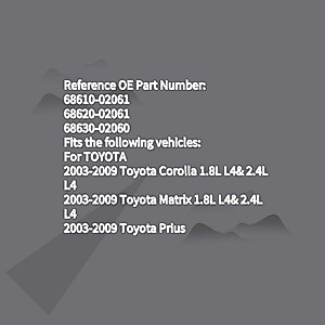 Door Check Strap Stopper Jam Hinge Driver Front LH Left or RH Right Fits 2003-2009 Toyota Corolla Matrix Prius Pontiac Vibe Replace 68610-02061 68620-02061 68630-02060