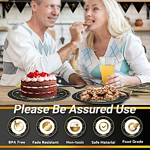 LMJUNZZ 120 PCS 50th birthday party tableware set including plates napkins forks 50th birthday decorations 1974 men's and women's 50th theme party supplies for 30 guests