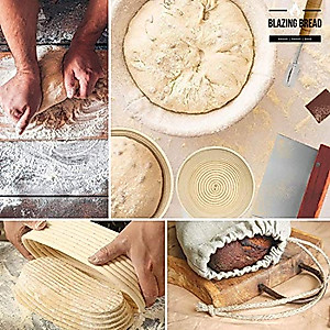 Most Complete Banneton Bread Proofing Basket Set of 2 - Round & Oval Rattan Proofing Baskets, Dough Scraper, Recipe Book - Sourdough Bread Baking Supplies - Perfect Bread Making Tools and Supplies
