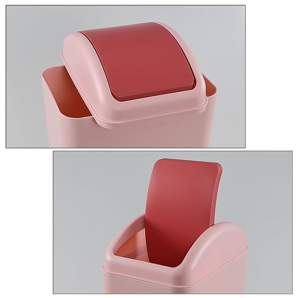 Dehouse 10 L/2.6 Gallon Trash Can with Swing-Top Lid, Plastic Swing-Top Trash Can, Pink