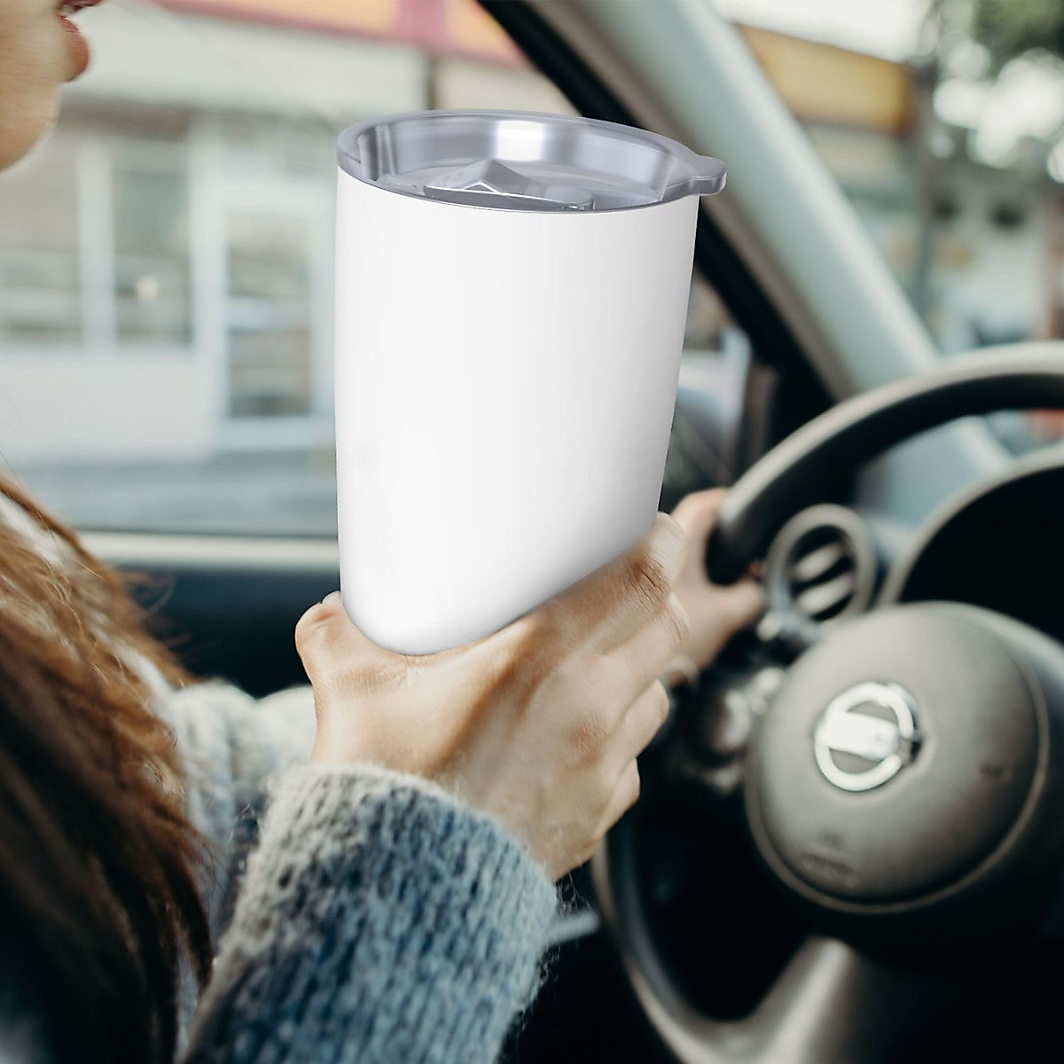 Custom Tumbler 20OZ Stainless Steel, Personalized Stainless Steel Drinking Tumblers with Lid Straw Three-piece set, Customized Travel Cup Mug with Food grade Stainless Steel, PureWhite