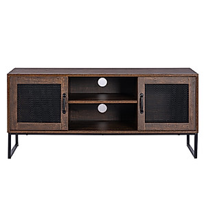 Spirich 48" Composite TV Stand, Fits TVs Up to 48 "with Metal Mesh Doors,Walnut