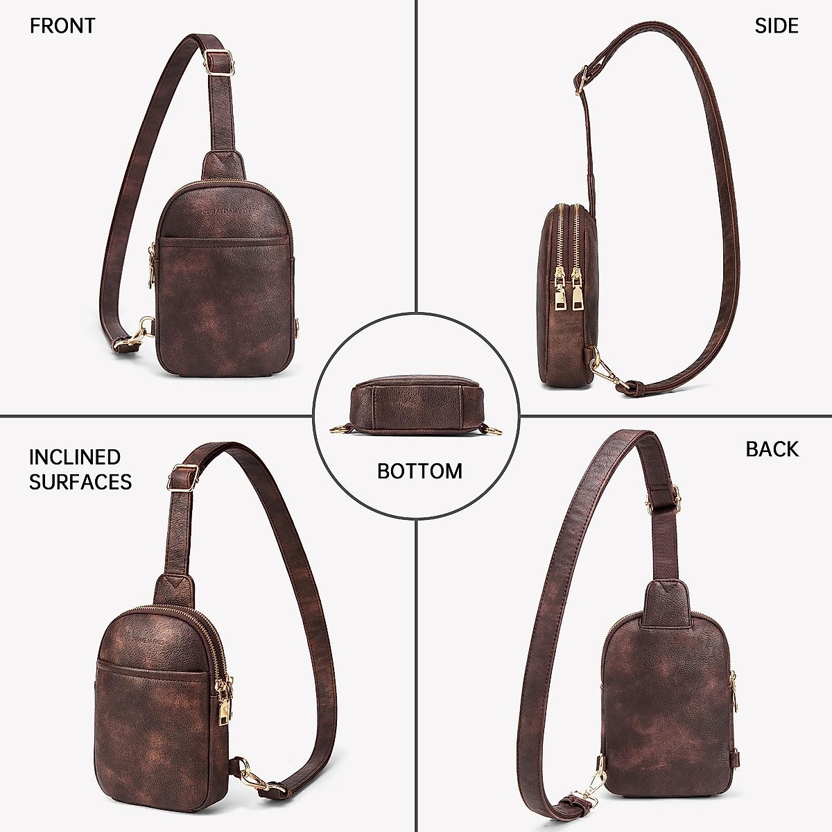 CORALDAISY Crossbody Bags for Women Sling Bag Fanny Packs for Women Crossbody purses Belt Bag for women cross body bag purse Gifts, Coffee