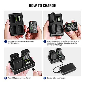 NEEWER LP-E6 Replacement Battery and Charger Set, 3 Pack 2000mAh Replacement for LP-E6 LP-E6N & Triple Slot USB Charger Compatible with Canon EOS 5D Mark II Mark III Mark IV 5D SR 60D 60Da 6D 70D 7D