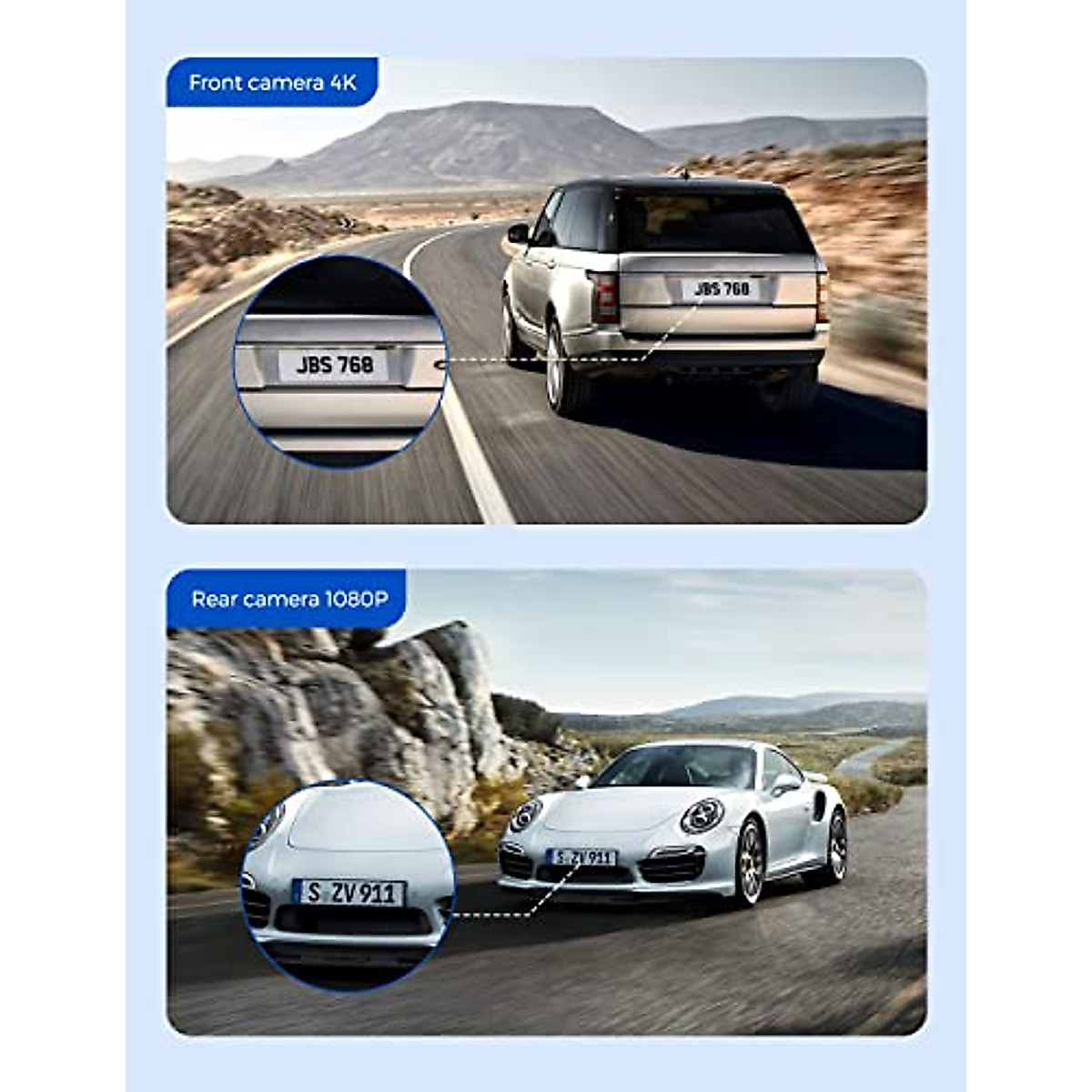 AZDOME 4K Dual Dash Cam, Built in WiFi GPS, with 64GB Card, Front 4K and Rear 1080P Car Dashboard Camera Recorder, 3.19" IPS, Night Vision, Capacitor, Parking Mode, Support 256GB Max M550-2CH