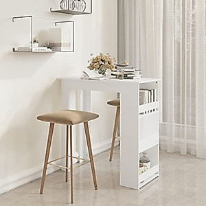 Bar Table with Storage Rack White 40.2"x19.7"x40.7" Engineered Wood for Home Kitchen Dining Room Farmhouse