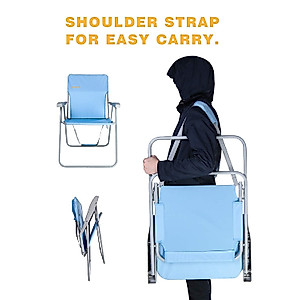 #WEJOY Folding Webbed Lawn Beach Chair,High Back Seat Backpack Portable Lightweight Chairs+High Back Folding Beach Chair,Lightweight Camping Lawn Chairs for Adults with Hard Arm,Headrest,Pocket