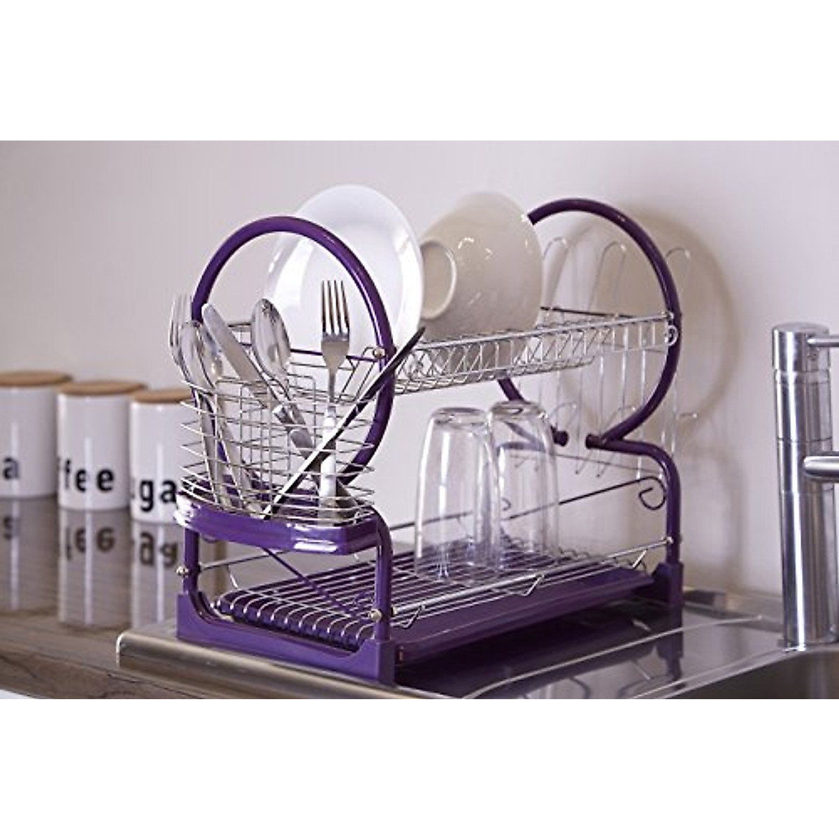Premier Housewares 2-Tier Dish Drainer - Purple