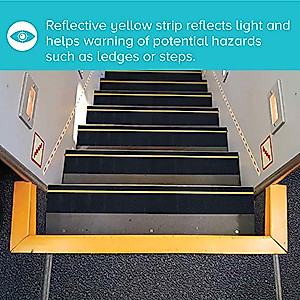 LifeGrip Anti Slip Traction Tape with Reflective Stripe, 4 Inch x 30 Foot, Best Grip Tape Grit Non Slip, Outdoor Non Skid Treads, High Traction Friction Abrasive Adhesive for Stairs Step, Black