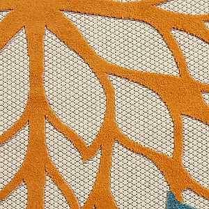 Nourison Aloha Indoor/Outdoor Green 7'10" x 10'6" Area Rug, Tropical, Botanical, Easy Clean, Non Shedding, Bed Room, Living Room, Dining Room, Deck, Backyard, Patio (8x10)