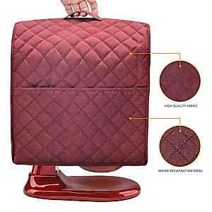 Stand Mixer Dust Cover with 3 Pockets Compatible with KitchenAid Tilt Head, Easy Cleaning,Waterproof,Can Ironable (Red Wine, Fits for 4.5-Quart and All 5-Quart)