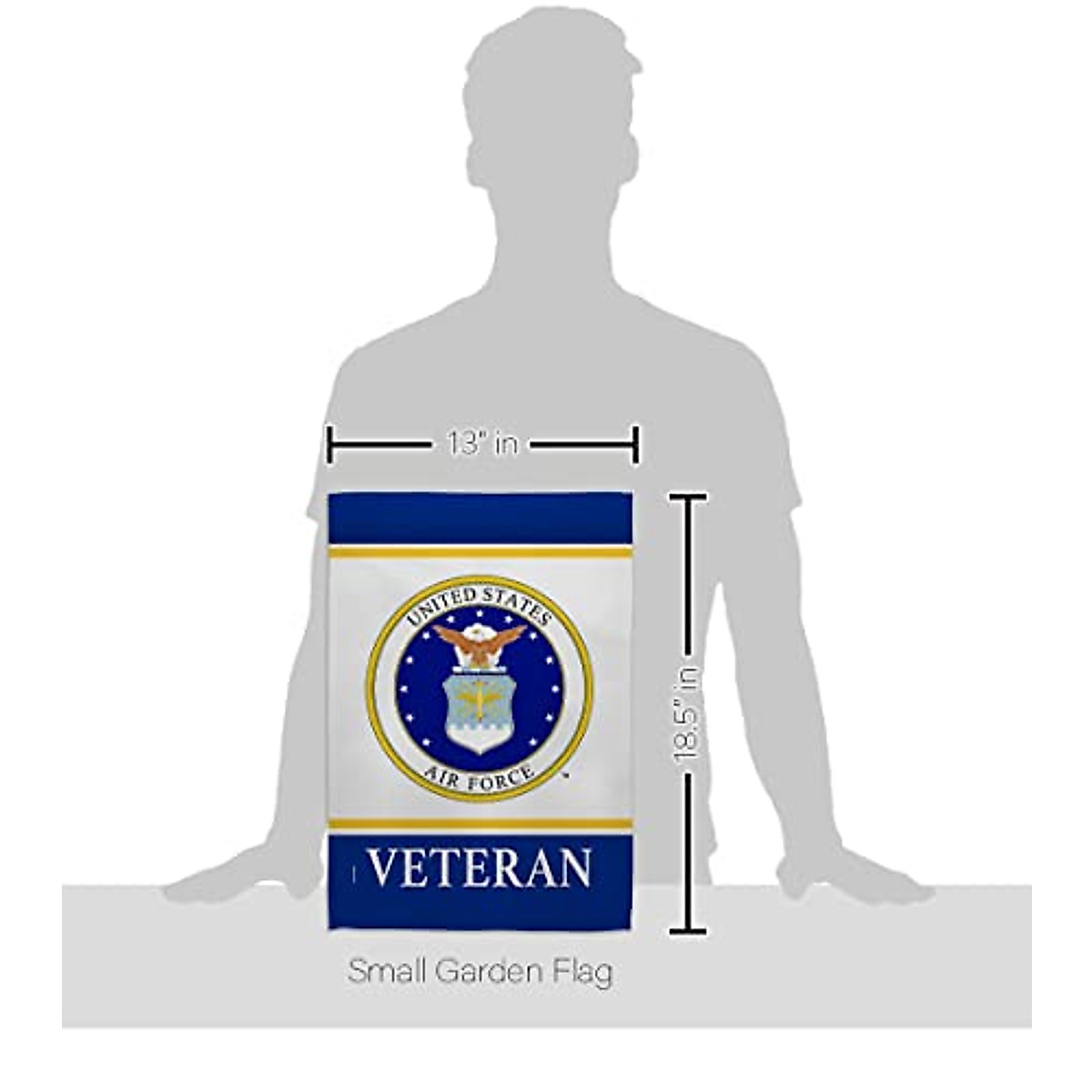 USA Decoration Air Veteran Garden Flag Armed Forces USAF United State American Military Retire Official House Decoration Banner Small Yard Gift Double-Sided, 13"x 18.5", Thick Fabric