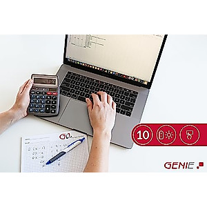 Genie 540 Elegant Designer Desktop Calculator 10 Digits Timeless Design Silver