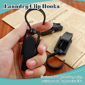HARSKIYER 24 PCS Black Laundry Hooks Clip, 4.3’’ Super Strong Plastic Swivel Hanging Hooks Hat Clip Curtain Clips Clothes Pins Beach Towel Clips