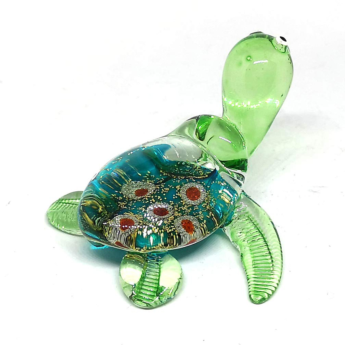ZOOCRAFT Sea Turtle Hand Blown Glass Figurine Collectible Aquarium Miniature Home Garden Decor Personalized Gift