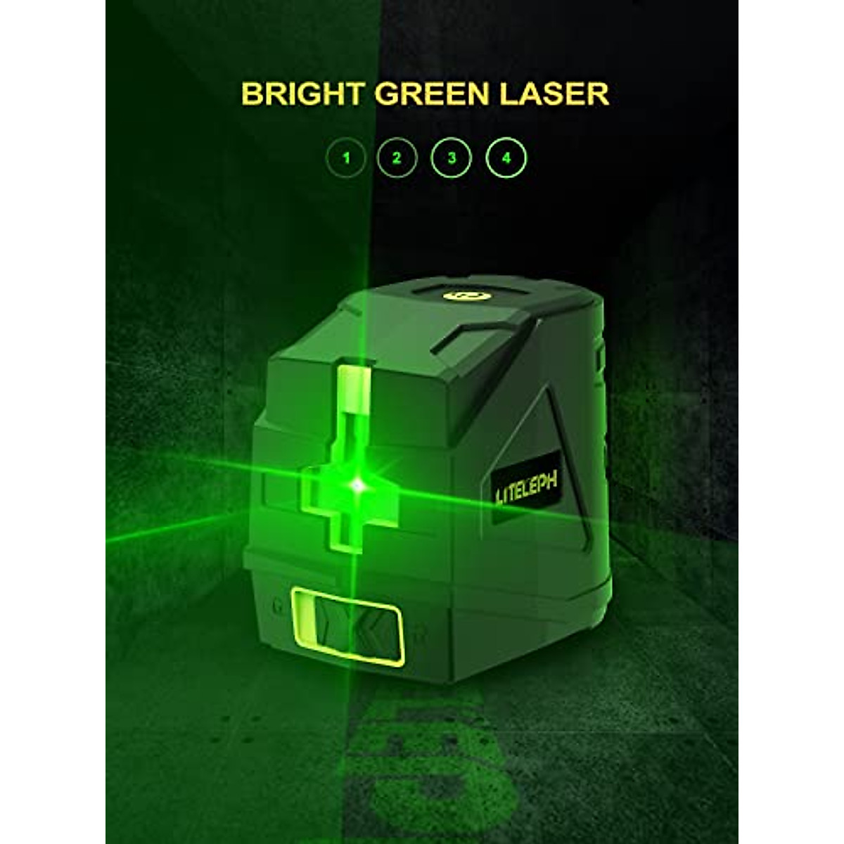Laser Level Self Leveling Cross Line Green Laser Level Tool Adjustable Brightness Laser Leveler with 360°Magnetic Mounting Plate Carrying Pouch for Picture Hanging and Construction