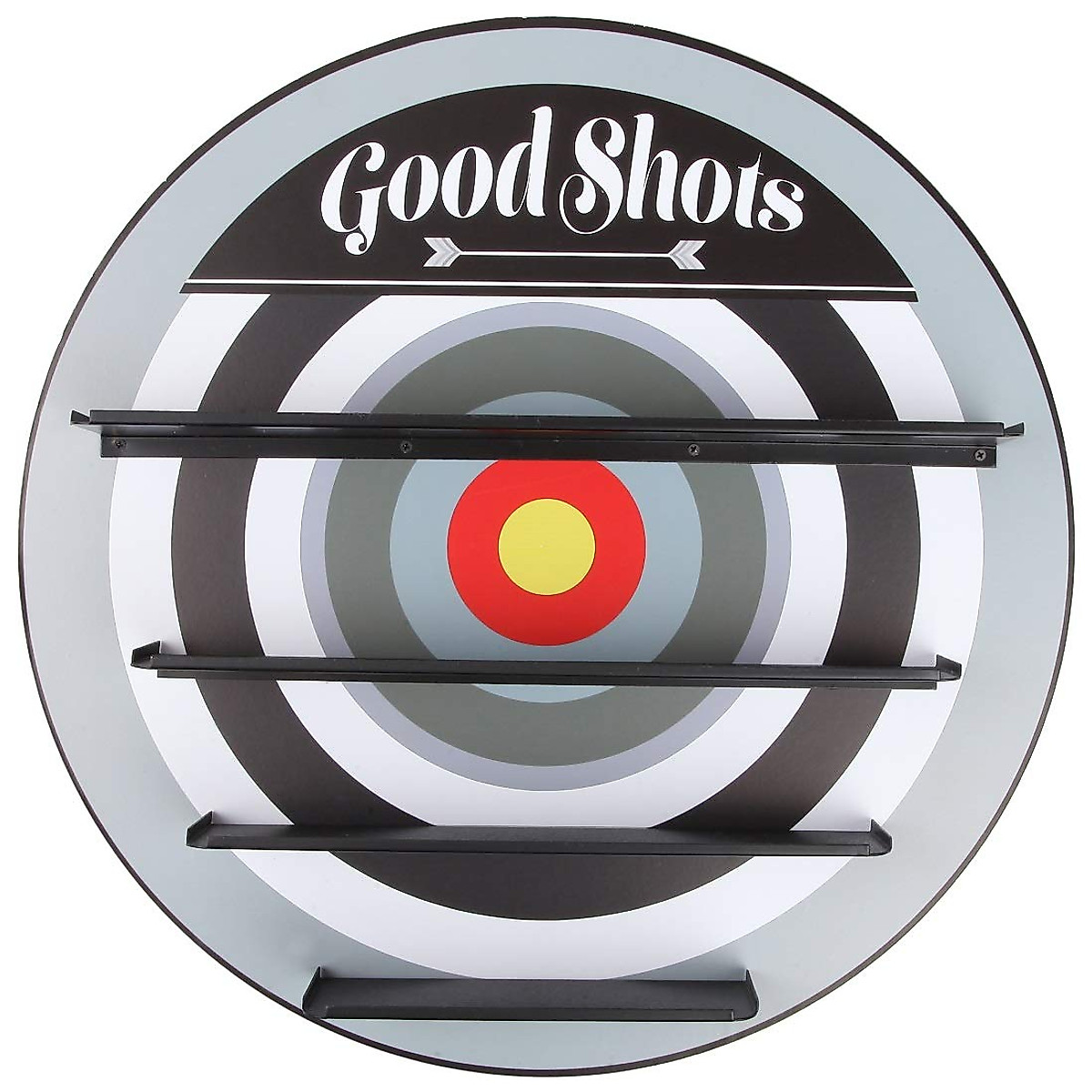 Lily’s Home Bullseye Archery Sports Inspired Shot Glass Wall Display Shelf | Shot Glasses Not Included | 17.5 Inch