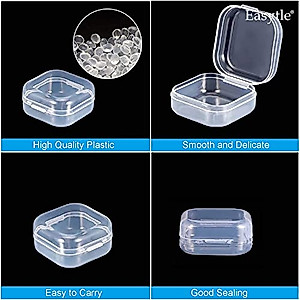 12 Pcs Small Clear Plastic Beads Storage Containers Box with Hinged Lid Bead Organizers and Storage Small Plastic Boxes Organizer Box for Small Items Crafts Jewelry Earplugs (1.37 x 1.37 x 0.7 Inches)