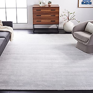 SAFAVIEH Mirage Collection 9' x 12' Silver MIR550E Handmade Modern Wool & Viscose Area Rug
