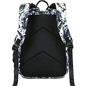 Joyfulife Girls Backpacks, Tie Dye Backpack for Girls Kids Bookbags School Backpack with Lunch Box (Tie Dye Black)