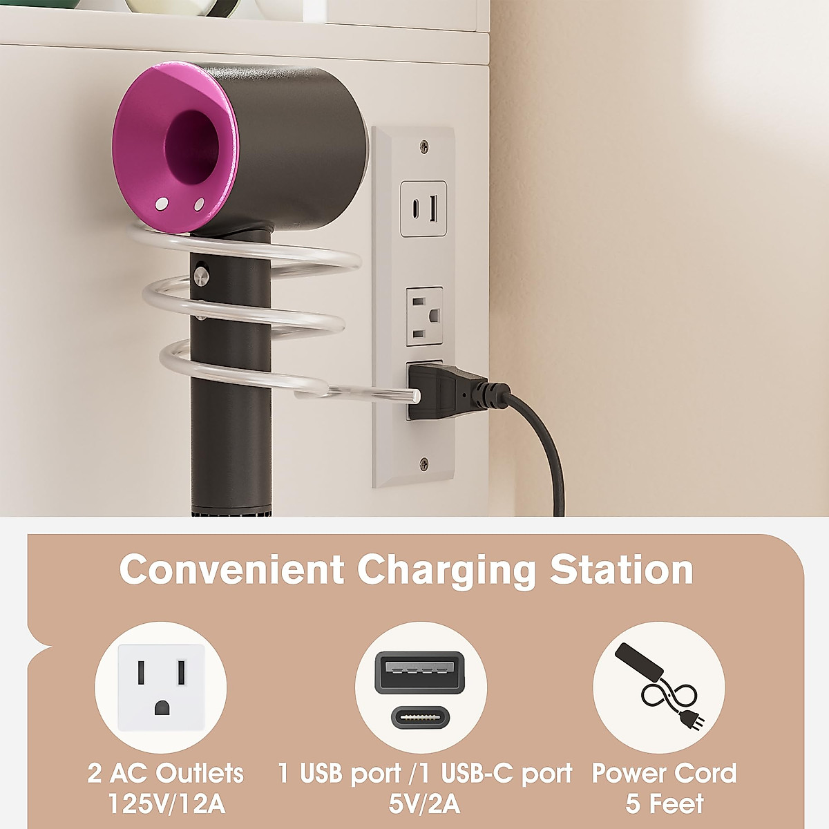 Alohappy Vanity Desk with LED Lighted Mirror and Charging Station, Makeup Vanity Table Set with 3 Drawers & Storage Shelves & Stool, 3 Lighting Modes Adjustable Brightness, for Bedroom Dressing Room