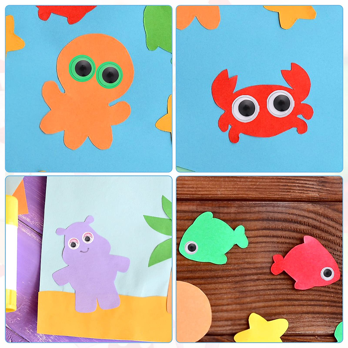 Prasacco 1500 Pcs Googly Eyes Self Adhesive, Wiggle Eyes for Crafts Multi-color Multi-size (4/5/6/8/10/15mm)