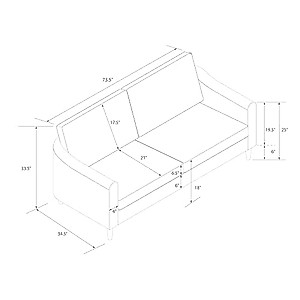 Mr. Kate Moon 73.5" Upholstered Sofa with Curved Back, Ivory Velvet