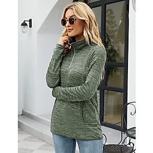 AKEWEI Womens Sweatshirt Hoodies Casual Zip up Hoodie Jacket with Pockets Army Green XL