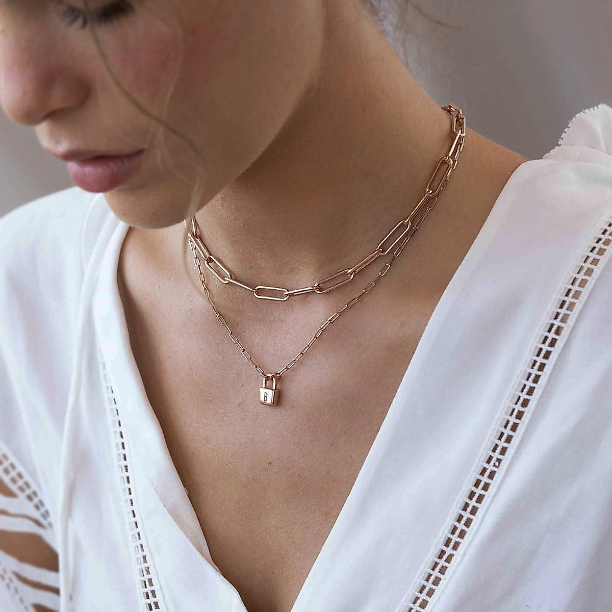 Oak&Luna - Personalized Initial Lock Necklace