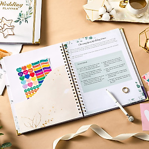 Wedding Planner - Wedding Planner Book and Organizer for the Bride with 5 Tabbed Sections, 12" x 9", Hardcover with Metal Corner + 5 Inner Pockets + Sticker + Elastic Closure Band