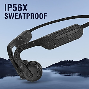 Conduction Headphones Bluetooth,Open Ear Wireless Headphones Bluetooth 5.0 Sport Headset with Mic 10h Long Battery Life, IPX5 Sweat Resistant, Headset for Jogging/Cycling/Hiking/Working(Black)