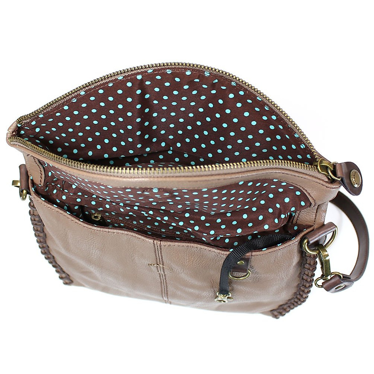 Chala Charming Crossbody Bag Shoulder Handbag With Flap Top and Zipper Brown (Coin Purse_ Dinosaur Triceratops)