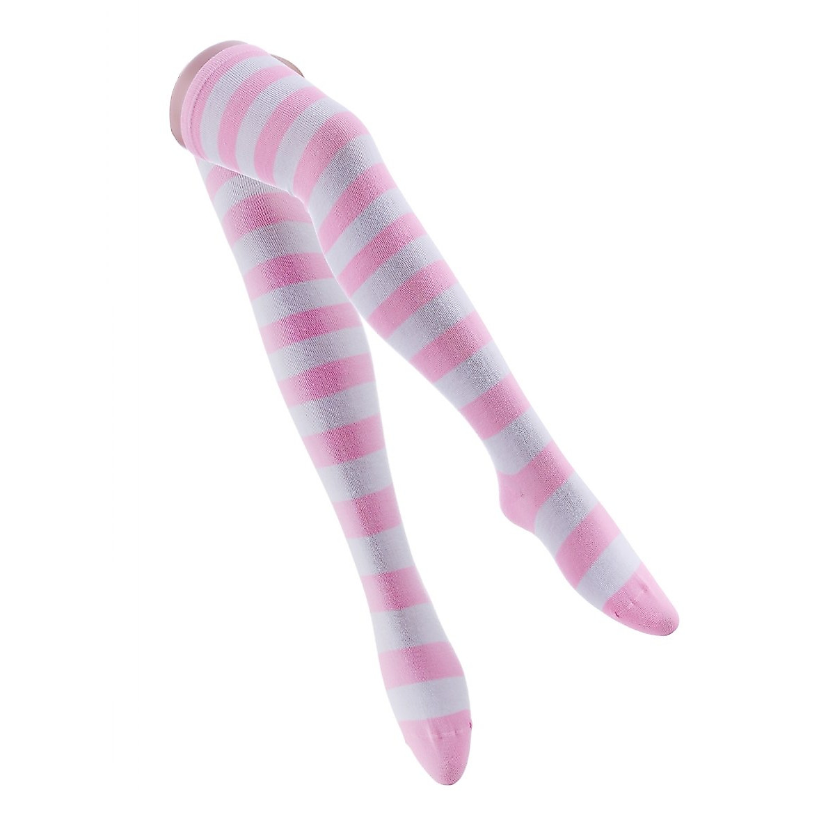 Women's Extra Long Opaque Striped Over Knee High Stockings Socks, 6 Pairs K, One Size