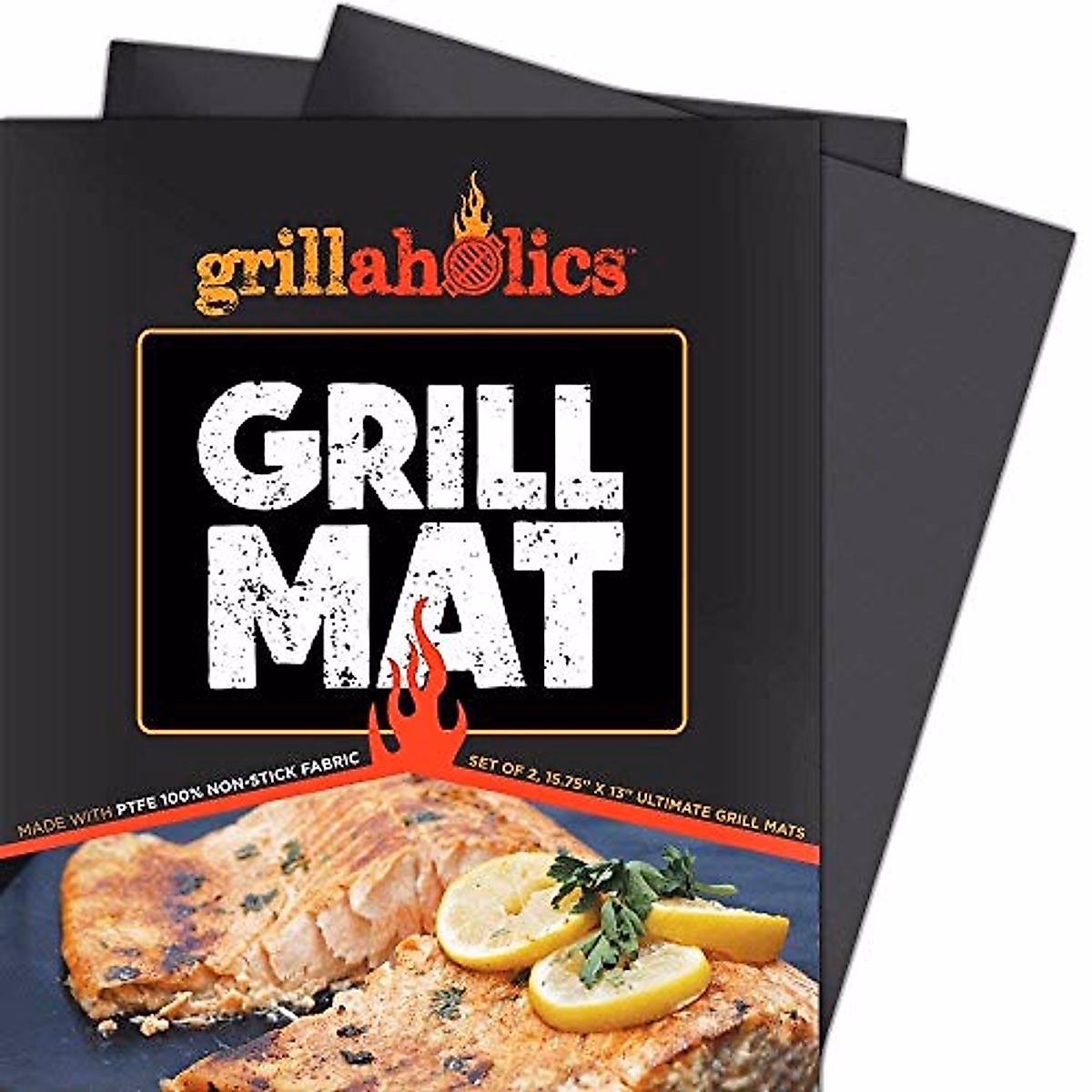 Grillaholics Grill Mat - Set of 2 Heavy Duty BBQ Grill Mats for Outdoor Grill - Non Stick, Reusable, and Easy to Clean - Lifetime Manufacturers Warranty
