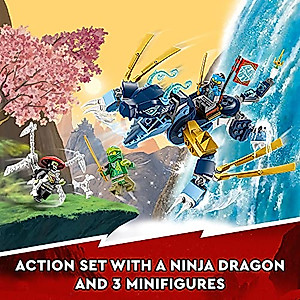 LEGO NINJAGO Nya’s Water Dragon EVO 71800 Toy for Girls and Boys 6 Plus Years Old, Mythical Creature Figure Building Set, Ninja Action Birthday Gift Idea