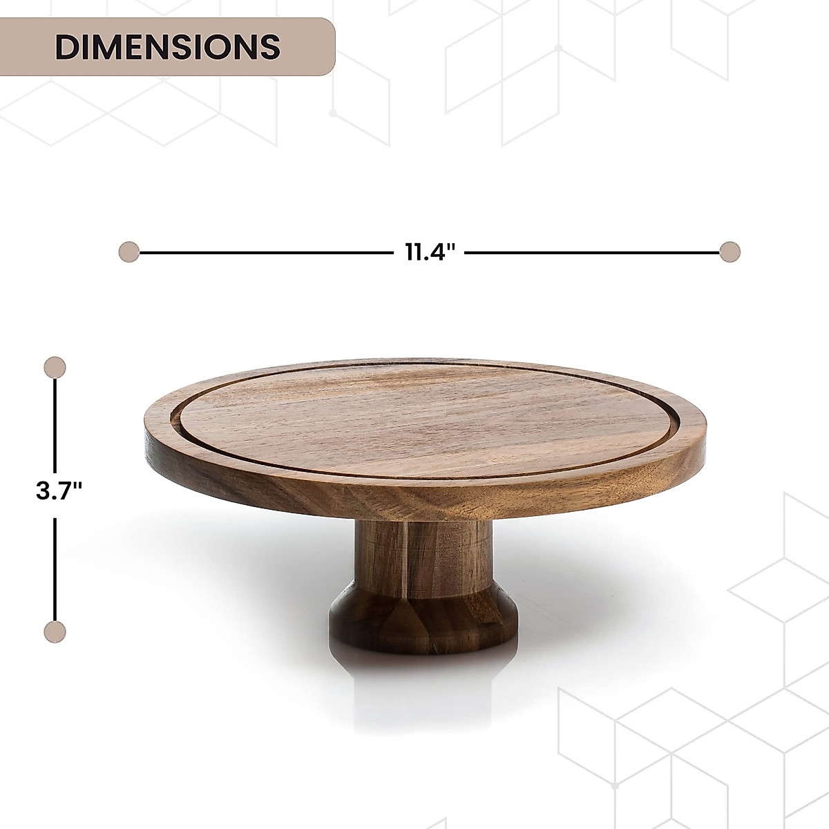 Acacia Wood Cake Stand with Dome Glass for Cakes, Pastries, Cheese, Cupcakes - 11.4" Elegant Cake Stand with Lid - Cake Plate with Glass Cake Dome for Cake Display - Cake Stand Cover by Smedley & York