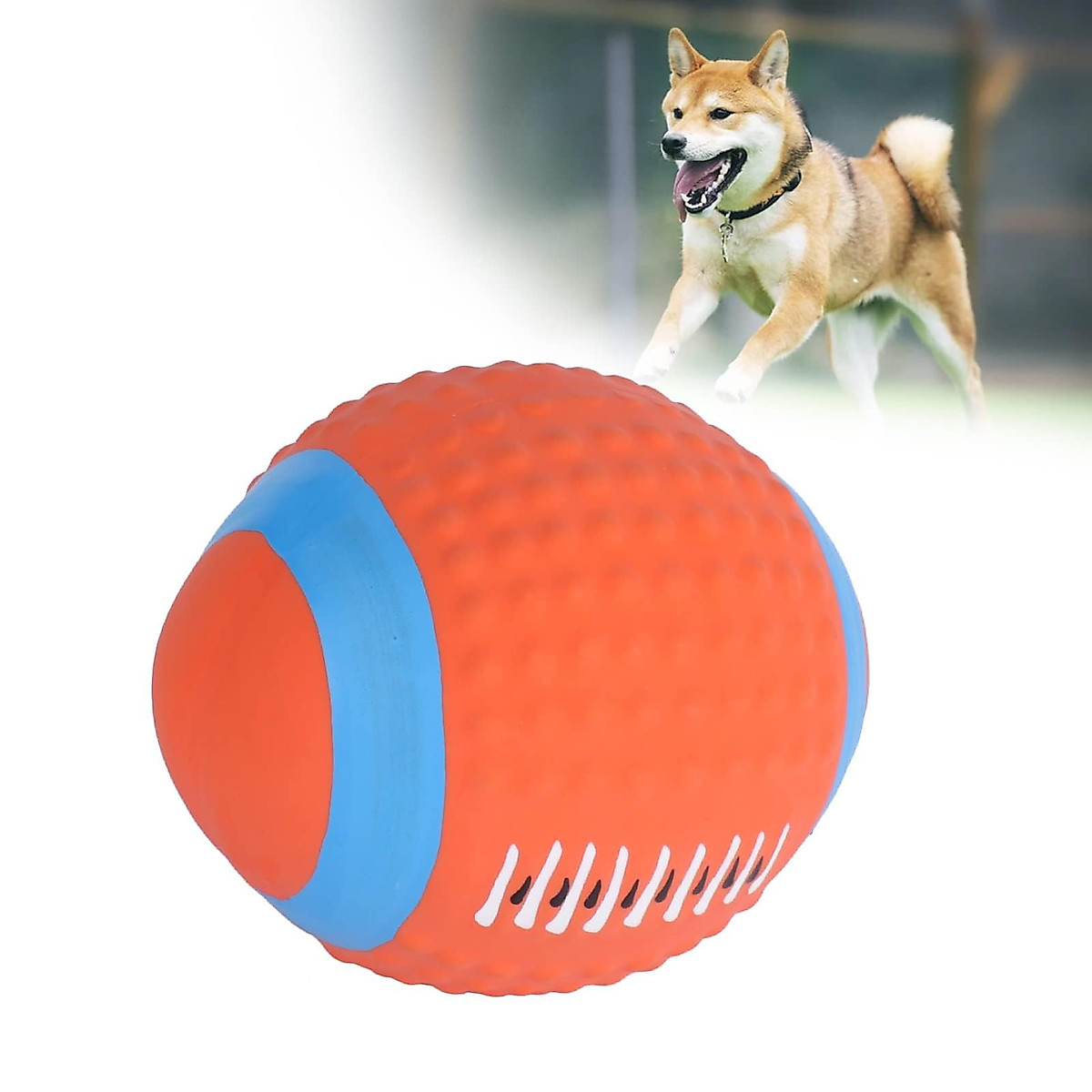 Dog Chew Toys, Squeaky Latex Dog Toy Balls Football Rugby Fetch Dog Interactive Toy with Crinkle Pape for Small Medium and Large Dogs