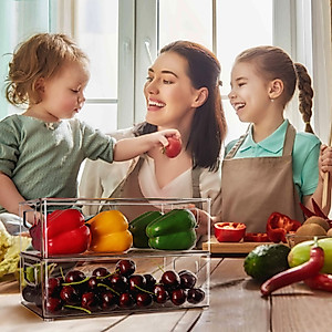 Set Of 6 Clear Fridge Organizers with Handle, The Home Edit and Snack Storage Containers for Kitchen Cabinet, Bathroom, Countertops, Shelves - 3 Large & 3 Medium