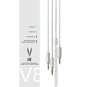 Moondrop LINE V/W 6N Single Crystal Copper Silver-Plated Litz Earphone Upgrade Cable IEMs (LINE W)