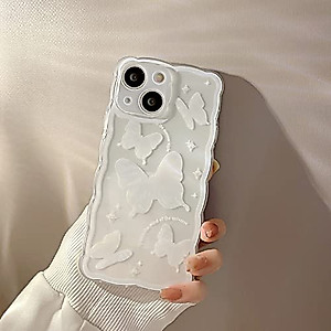 NITITOP Compatible for iPhone 14 Plus Case Clear Cute Butterfly Pattern Hollow Design for Women Girls Soft TPU Shockproof Protevtice Case for iPhone 14 Plus - Crystal Butterfly