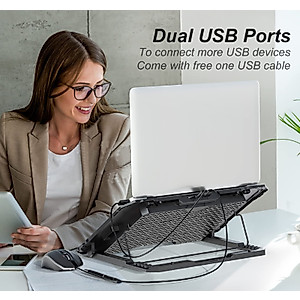 ICE COOREL Laptop Cooling Pad with 6 Cooling Fans, Cooling Pad for Laptop Fan 13-15.6 Inch, Laptop Cooler Stand with 6 Height Adjustable, Notebook Cooler Pad with Two USB Port [2022 Version]