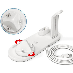 Multi-Port Fast Wireless Charging Station | Universal Contactless Charging Docks | Compatible with Smart Devices, Watch, AirPods Pro, iPhone 14/13/12/11 Pro Max/X/XS/XR 8/Plus (6-in-1 White)