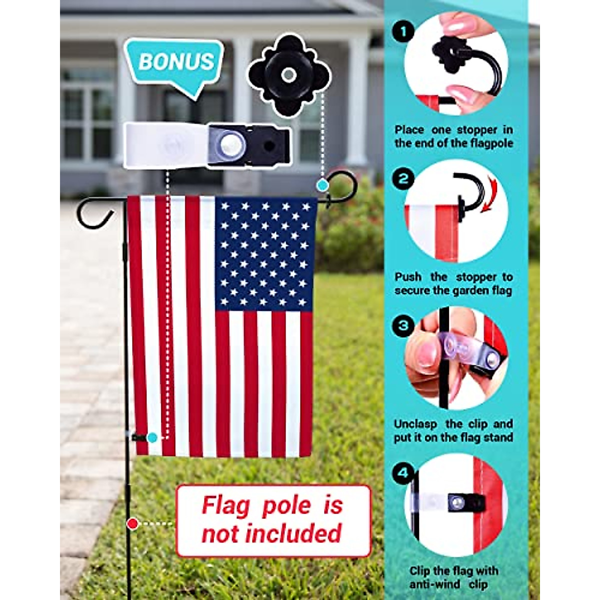 BP&Q Seasonal Garden Flags 12x18 Double Sided Set of 12 - Outdoor Garden Flag Set Holiday Decorations for All Seasons - Small Yard Flags for Outside with Anti-Wind Clip and Stopper