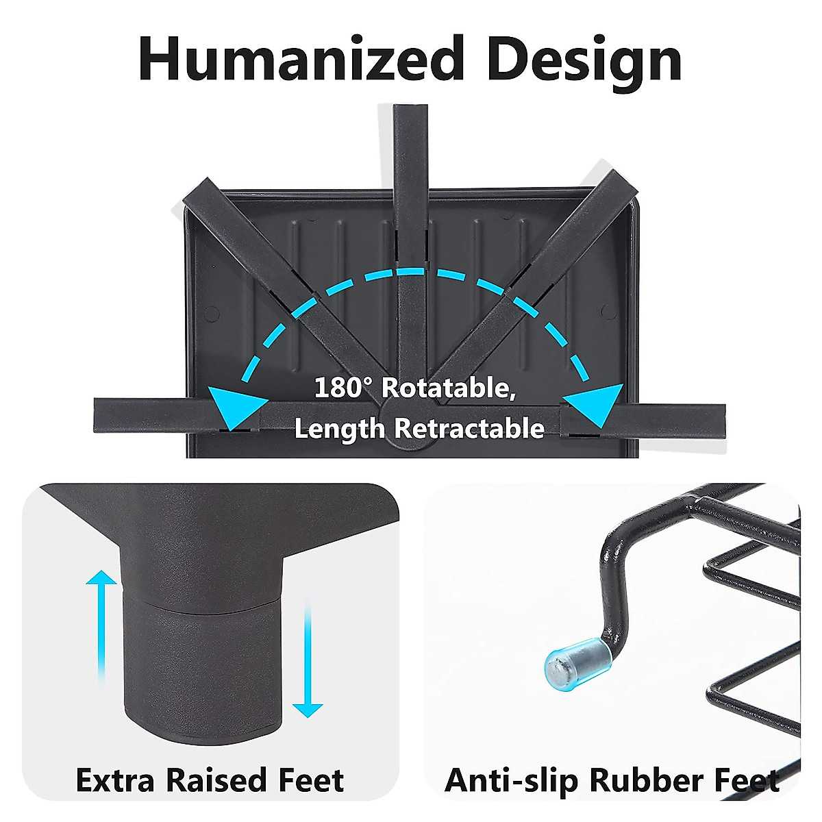 1Easylife Dish Drying Rack, 2 Pieces Large Dish Rack Drainboard Set for Kitchen Counter, Rustproof Dish Drainers with Drainboard, Adjustable Swivel Spout, Wineglass and Utensil Holder for Big Family